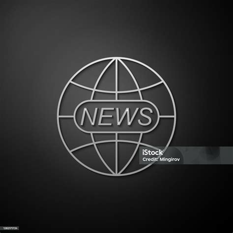 실버 월드와 블랙 배경에 고립 된 글로벌 뉴스 개념 아이콘 세계 세계 지구 기호 뉴스 기호 아이콘입니다 저널리즘 테마 라이브