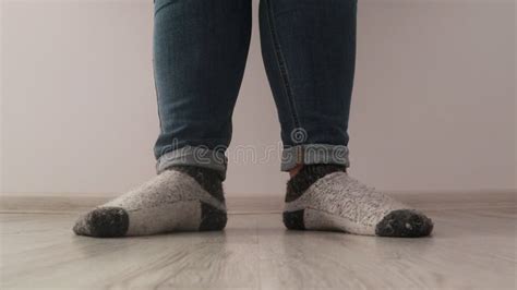 A Young Girl Plus Size Shows Off Her Old Woolen Socks Stock Video