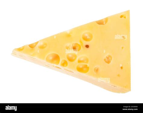 Triangular Piece Of Yellow Semi Hard Cows Milk Swiss Cheese With