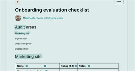 Onboarding Evaluation Checklist