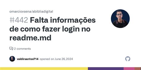 Falta informações de como fazer login no readme md Issue 442