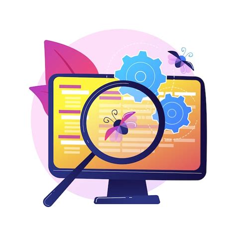 버그 수정 및 소프트웨어 테스트 컴퓨터 바이러스 검색 도구 Devops 웹 최적화 바이러스 백신 앱 돋보기 톱니 바퀴