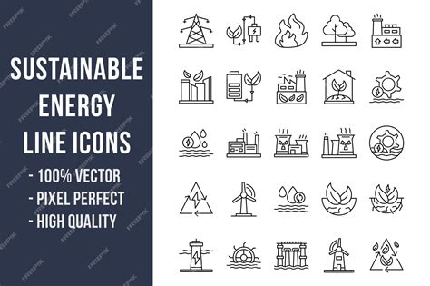 Premium Vector Sustainable Energy Line Icons