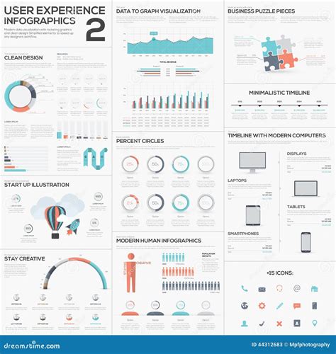 Data Analytics Vector Infographics With Clean Trendy Flat Design Stock