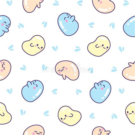 Cute Kawaii Tapioca Pearls Seamless Pattern Stock Vector