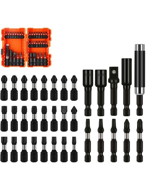34Pc Impact Screwdriver Bit Set Nut Driver Magnetic Drill Holder Quick Release Crossroads