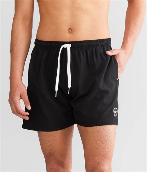 Cove Solid Hybrid Stretch Swim Trunks Mens Swimwear In Black Buckle