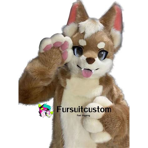 Friendly Brown White Husky Fursuit Adult Mascot Costume Lively