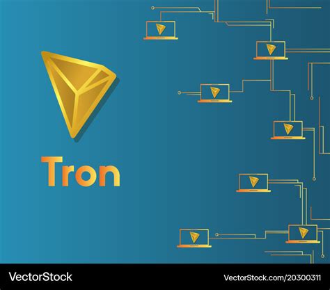 Cryptocurrency Tron Blockchain Circuit Concept Vector Image