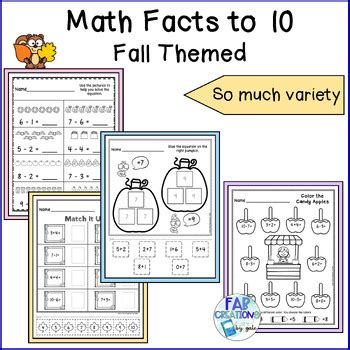 Fall Themed Addition And Subtraction Facts To By Fab Creations By Gale