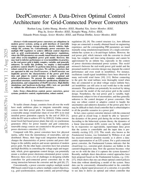 Pdf Deepconverter A Data Driven Optimal Control Architecture For Grid Connected Power Converters