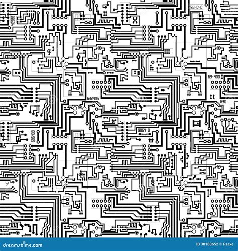 Circuit Board Vector Seamless Technological Patter Stock Vector Illustration Of Black