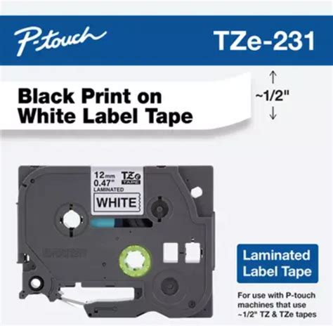 Brother Tz E231 P Touch 12mm Laminated Tape 8 Meters Yield Split Back