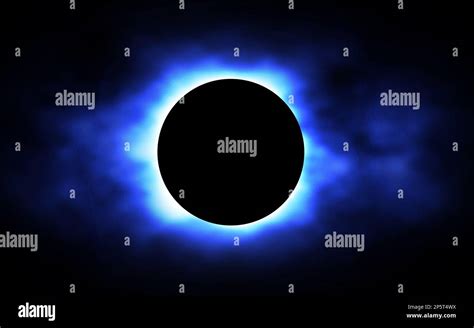 Blue Solar Eclipse Sun Light Glowing In Universe Total Eclipse Lunar