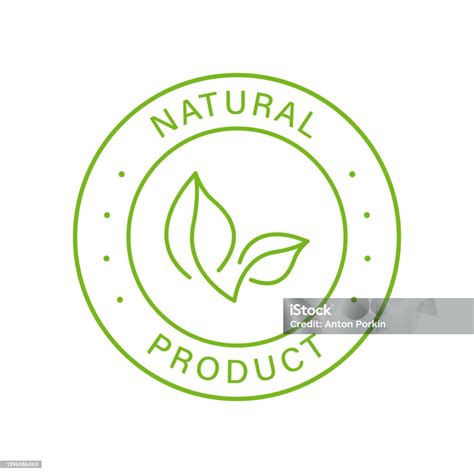 Natural Organic Product Green Line Stamp Quality Fresh Natural
