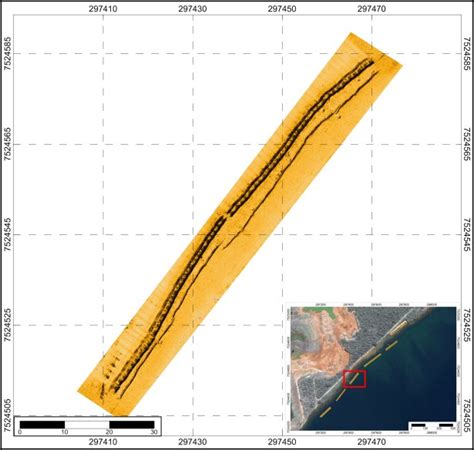 High Resolution Image From Side Scan Sonar Survey Showing The Aligned Download Scientific