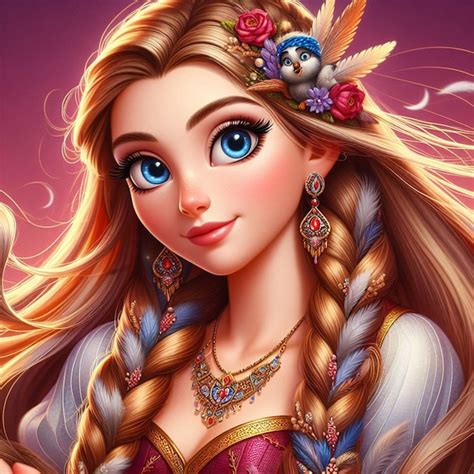 Premium Photo A Girl With Long Hair And A Blue Eyes Has A Blue Eyes