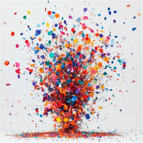 Vibrant Explosion Of Colorful Confetti Against White Background Stock Illustration