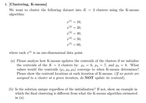 Clustering K Means We Want To Cluster The Chegg Com