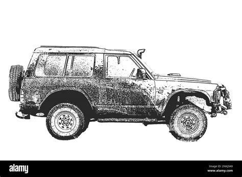 Sketch Of A 4x4 Car On A White Background Extreme 4x4 Off Road Stock