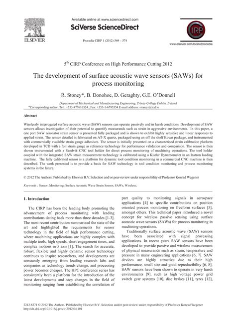 Pdf The Development Of Surface Acoustic Wave Sensors Saws For Process Monitoring