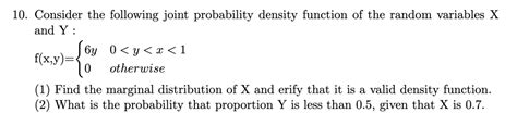 Solved Consider The Following Joint Probability Density