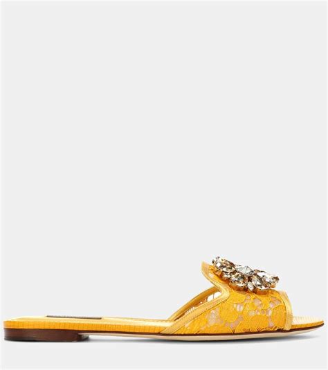 Dolceandgabbana Bianca Embellished Slides Dolce And Gabbana