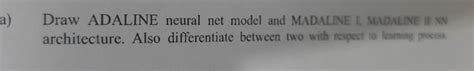 Solved Draw Adaline Neural Net Model And Madaline L Chegg