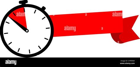 Clock With Empty Red Ribbon Stock Vector Image And Art Alamy