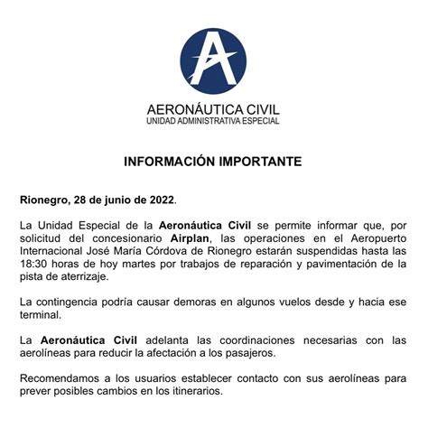 Daño En Pista Obligó Al Cierre Del Aeropuerto José María Córdova De