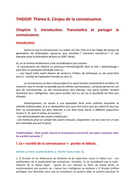 Hggsp connaissance intro THGGSP Thème 6 Lenjeu de la connaissance