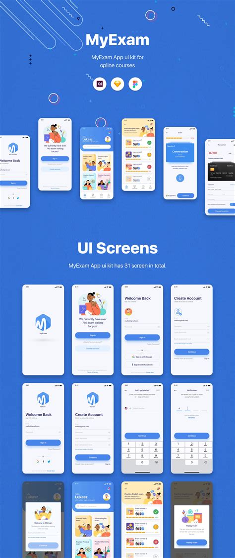My Exam App Ui Kit — Ui Kits On Ui8 App Ui Design App Ui Mobile App Design Inspiration