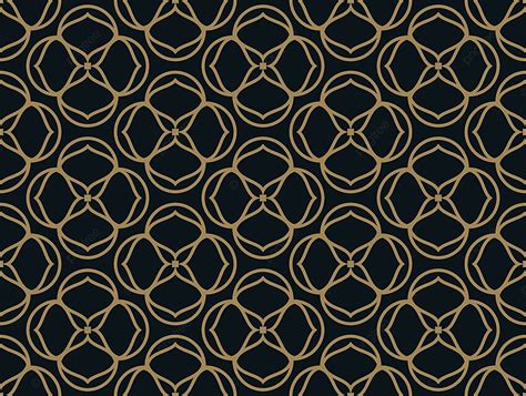 Black Background With Interlocking Thin Gold Lines In A Seamless Pattern Vector Mesh Arabian