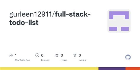 GitHub Gurleen Full Stack Todo List