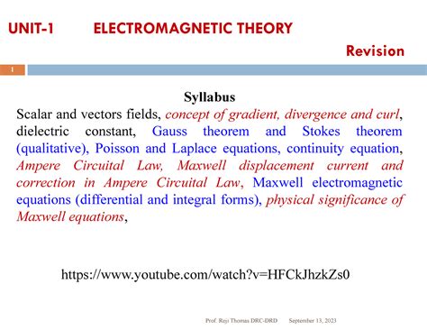 Phy110 Unit1 Revision Teacher Notes Of Unit 1 Electromagnetic Theory