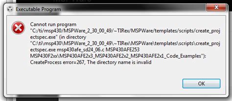 Loading Project Results In Createprocess Error267 New User Here