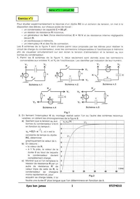 Exercices Dipole Rc Avec Physique Chimie Au Secondaire