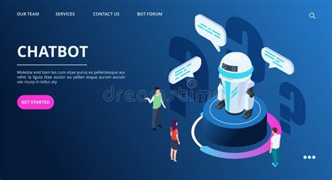 Chatbot Landing Page Ai Robot Chatting With Woman And Man Stock Vector Illustration Of Page