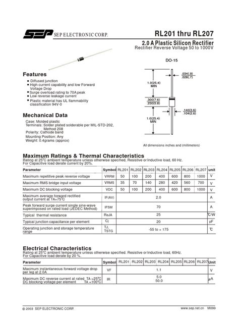 Rl207 Pdf Rectifier Electrical Equipment
