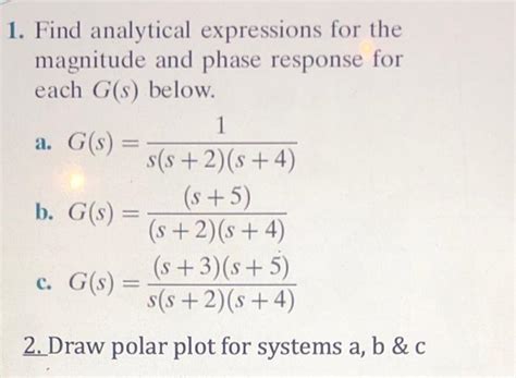 Solved Find Analytical Expressions For The Magnitude And Chegg
