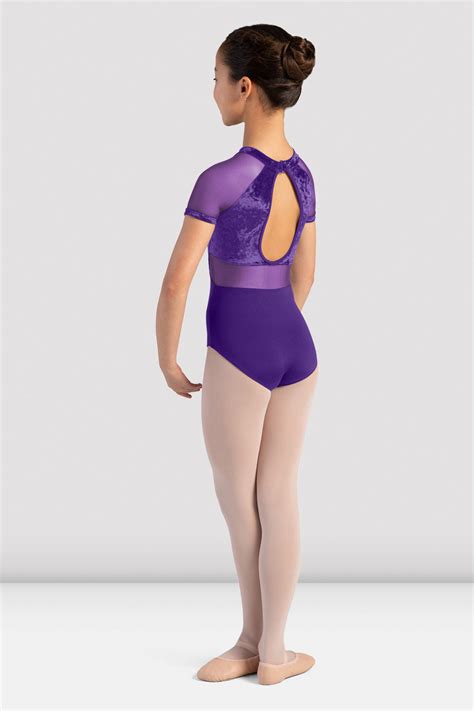 Girls Sasha Velvet Mock Neck Leotard Purple Bloch Dance Eu