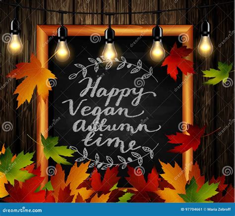 Chalkboard With Autumn Leaves Stock Vector Illustration Of