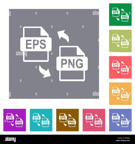 Eps Png File Conversion Flat Icons On Simple Color Square Backgrounds