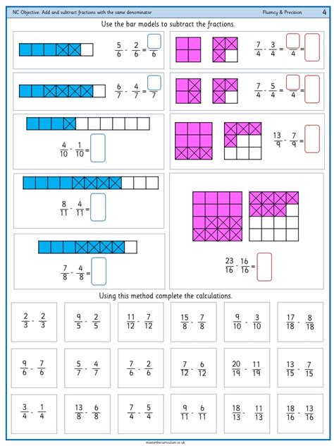 Add And Subtract Fractions With The Same Denominator Master The Curriculum