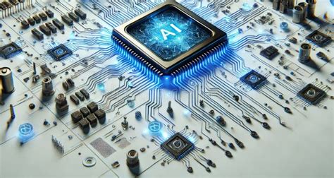 Futuristic Ai Chip With Digital Blue Circuits And Technology Icons On White Background Stock