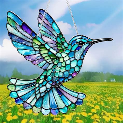 Socisucc Acrylic Sun Visor Winged Christmas Ornament Cute Hummingbird Sun Visor Hummingbird