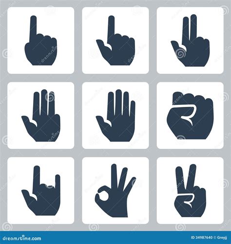 Vector Hands Icons Set Stock Vector Illustration Of Icon 34987640
