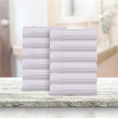 Superior Soho Ribbed Cotton Face Towelwashcloth Set Of 12 White