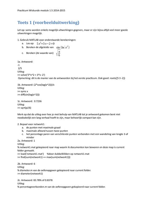 Proef Oefen Tentamen 2015 Vragen En Antwoorden Practicum Wiskunde