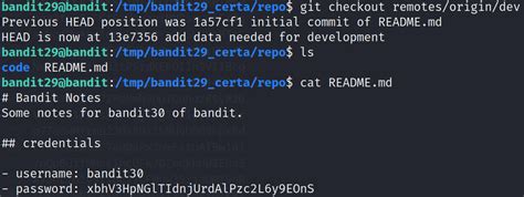 OverTheWire Bandit Git Level 29 Level 30